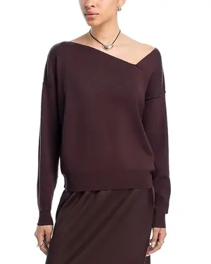 Line & Dot Geometric Neck Sweater - Brown
