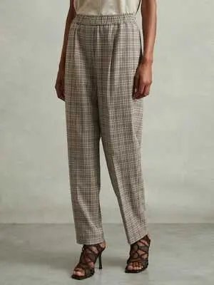 REISS Karina Check Tapered Trousers