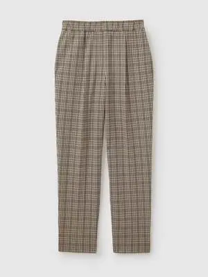 REISS Karina Check Tapered Trousers