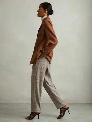 REISS Karina Check Tapered Trousers