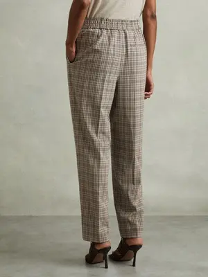 REISS Karina Check Tapered Trousers