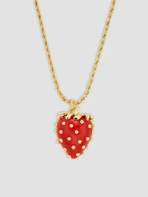 KENNETH JAY LANE Strawberry Goldtone Pendant Necklace - Gold