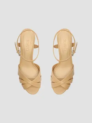 Schutz Keefa 100mm Leather Platform Sandals - Neutral