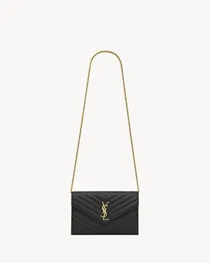 Saint Laurent CASSANDRE CHAIN WALLET IN LAMBSKIN Black