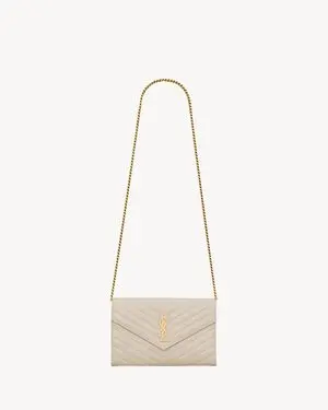 Saint Laurent CASSANDRE CHAIN WALLET IN LAMBSKIN Blanc Vintage