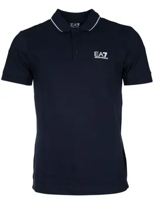 EA7 Logo-print Polo Shirt - Blue