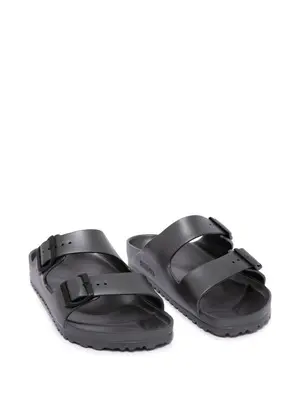 BIRKENSTOCK Logo-debossed Double-strap Slides - Black