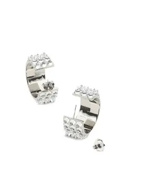 Amina Muaddi Karma Hoop Earrings - Silver