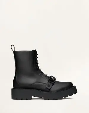 Valentino Garavani Vlogo Signature Calfskin Combat Boot 45mm