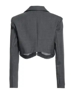 Sandro Single-breasted Cropped Blazer With Crystal Embellishments - Grey