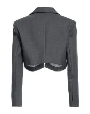 Sandro Single-breasted Cropped Blazer With Crystal Embellishments - Grey