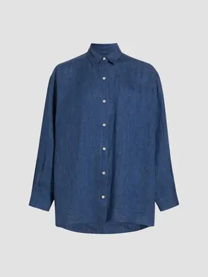 Jenni Kayne Relaxed Silk Oversized Button-up Shirt - Chambray