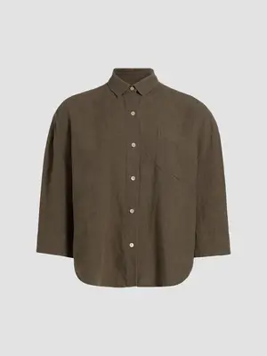 Jenni Kayne Logan Linen Button-front Shirt - Dark Moss