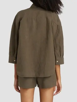 Jenni Kayne Logan Linen Button-front Shirt - Dark Moss