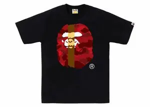 BAPE Camo Transform Big Ape Head Tee Shirt - Black/red