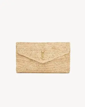 Saint Laurent Cassandre Raffia Envelope Pouch