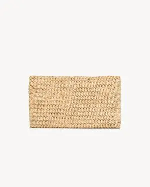 Saint Laurent Cassandre Raffia Envelope Pouch