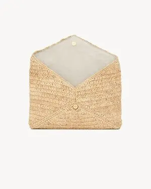 Saint Laurent Cassandre Raffia Envelope Pouch