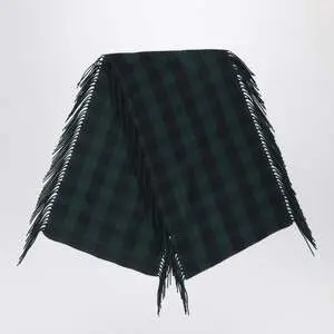 Destin British Check Wool And Cashmere Shawl - Green