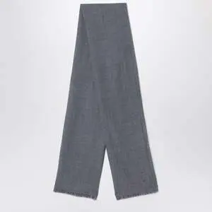 Destin White/black Check Wool Scarf - Grey