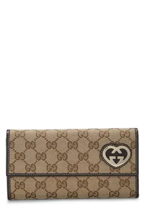 Gucci Original Gg Canvas Lovely Heart Continental Wallet - Brown