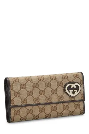 Gucci Original Gg Canvas Lovely Heart Continental Wallet