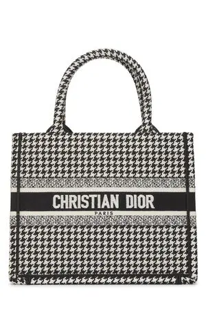 Dior Houndstooth Book Tote - Black