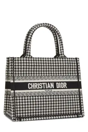 Dior Houndstooth Book Tote - Black