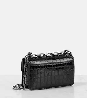CHRISTIAN LOUBOUTIN Loubi54 Croc-effect Leather Shoulder Bag