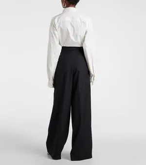 Dries Van Noten Pleated Wool Wide-leg Pants - Black