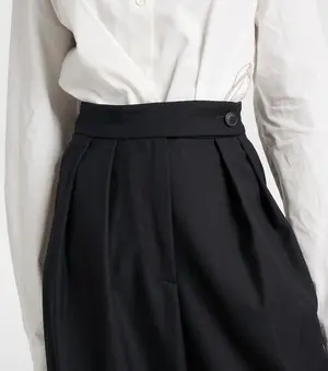 Dries Van Noten Pleated Wool Wide-leg Pants - Black