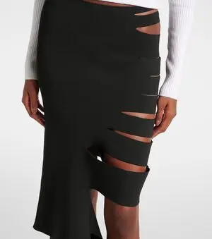 MUGLER Asymmetric Cutout Midi Skirt