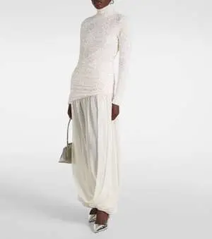 XU ZHI Sequined Turtleneck Top - White
