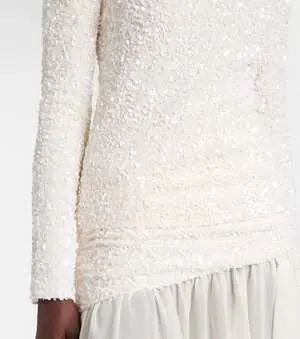 XU ZHI Sequined Turtleneck Top - White