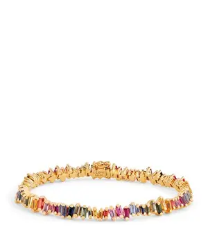 SUZANNE KALAN 18k Rainbow Sapphire Bold Tennis Bracelet - Rose Gold