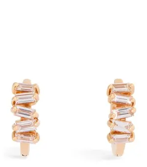 SUZANNE KALAN Diamond Huggie Earrings - Rose Gold