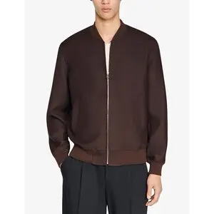 Sandro Regular-fit Technical Wool-blend Jacket - Chocolate