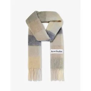 Acne Studios Vally Checked Wool-blend Scarf - Vanilla/beige/lavender
