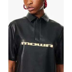 Mowalola Moto Polo Collar Faux-Leather Shirt M - Black | Editorialist