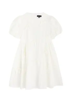 SISTER JANE Nana Bow-embellished Cotton-blend Mini Dress