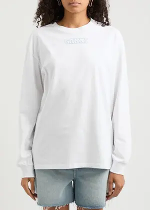 GANNI Logo-embroidered Cotton Top
