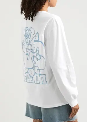 GANNI Logo-embroidered Cotton Top