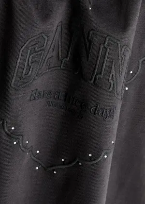 GANNI Logo Crystal-embellished Cotton T-shirt