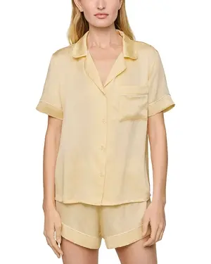 Eberjey Inez Washable Silk Short Pajama Set - Sunshine/white