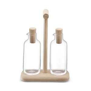 LSA Dine Oil & Vinegar Set With Oak Stand - Clear