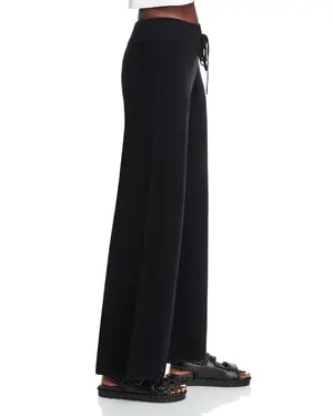 Aqua 100% Cashmere Drawstring Pants - Black