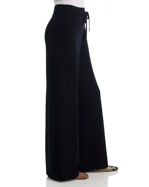 Aqua 100% Cashmere Drawstring Pants - Black