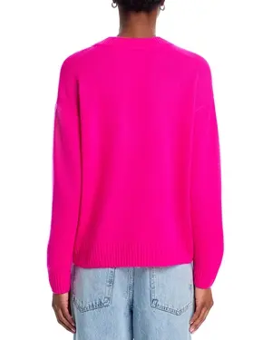 Aqua 100% Cashmere Drop Shoulder V-neck Sweater - Knockout Pink