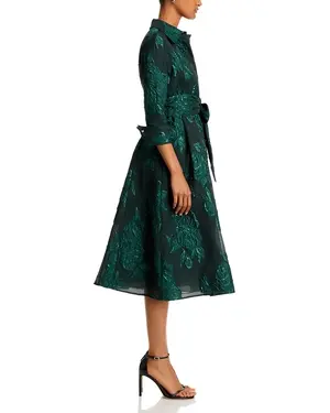 Rickie Freeman For Teri Jon Metallic Jacquard Shirt Dress