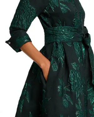Rickie Freeman For Teri Jon Metallic Jacquard Shirt Dress